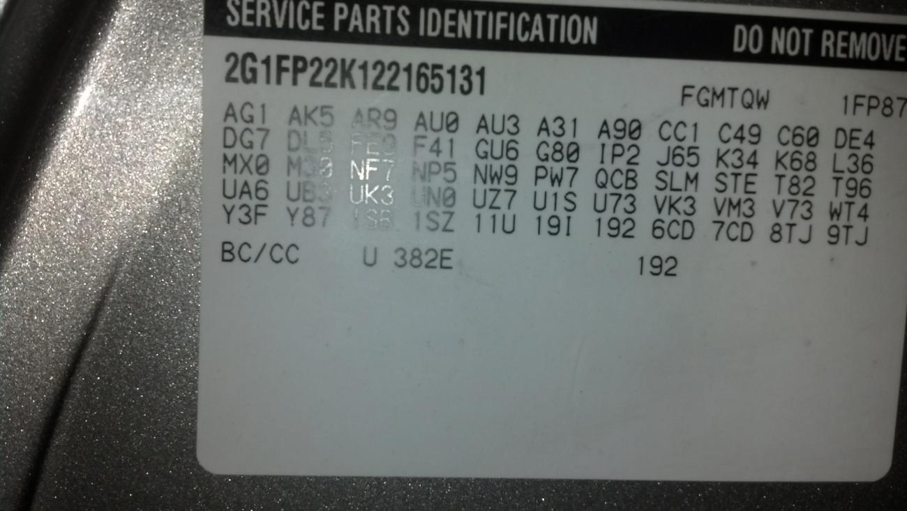 Camaro RPO Code Breakdown | Ground Up Motors - SS396.com